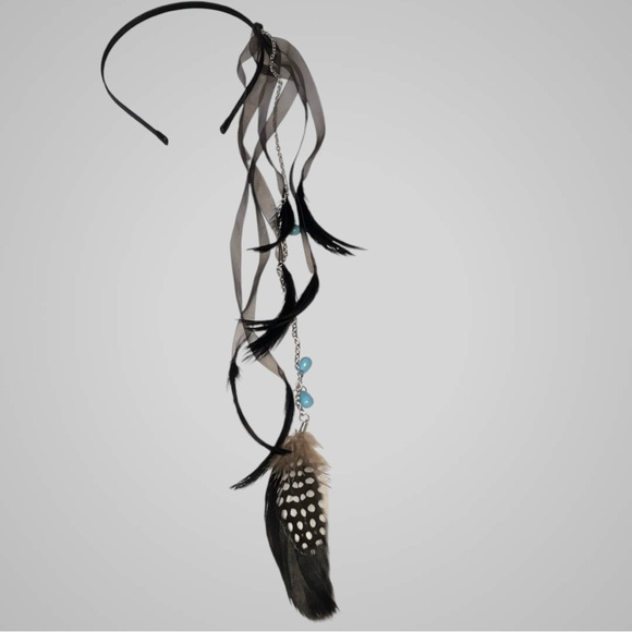 bebe | Accessories | Y2k Bebe Beaded Feather Drapey Ribbon Drape Boho ...